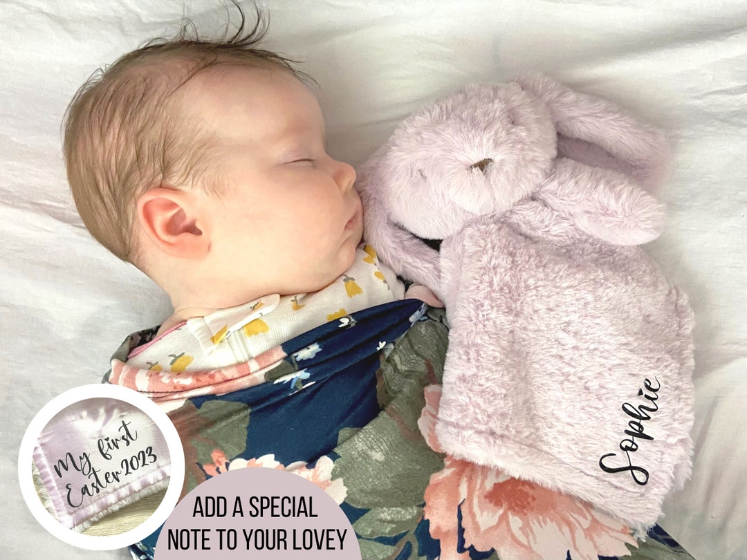 Bunny Lovey, Baby Girl Stuffed Lovey, Personalized Bunny Baby Shower ...