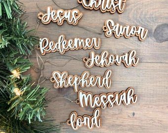 16 Names of Jesus Christmas Printable Ornaments - Etsy