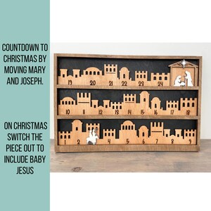 Nativity Advent Calendar, Jesus Countdown, Religious Holiday Sign ...