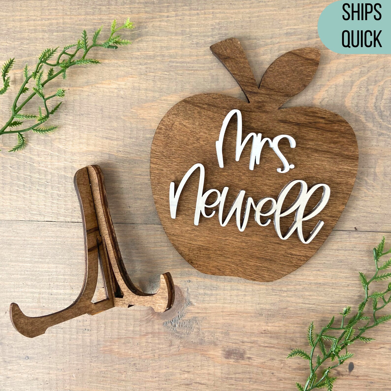 Teacher Desk Name Plate, Desktop Teacher Apple Sign, Teacher ...