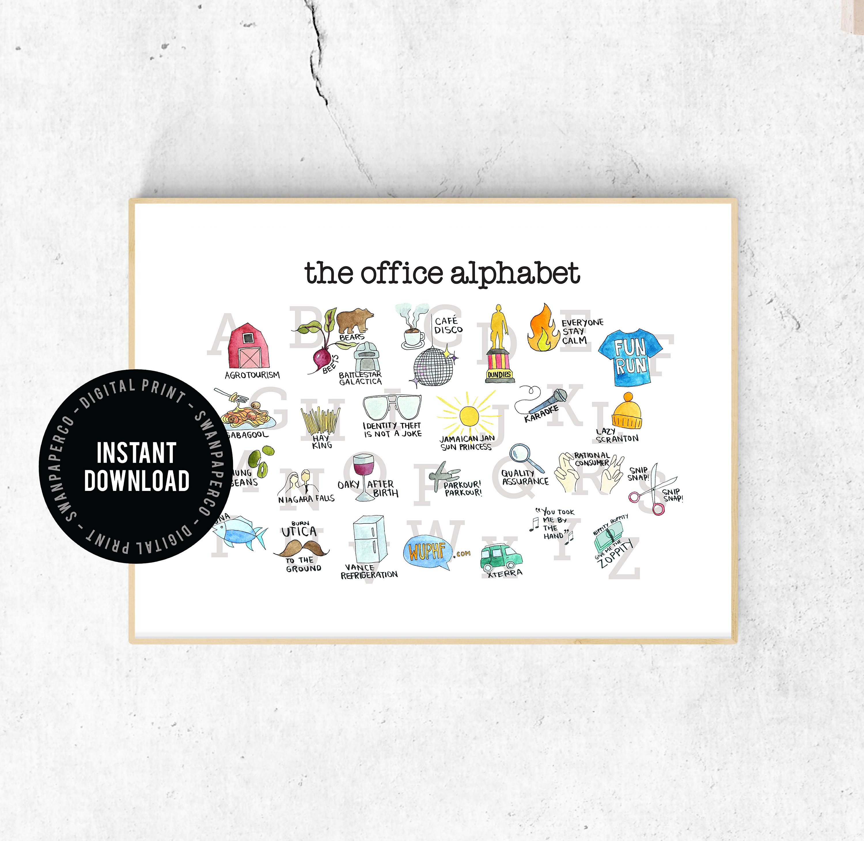 THE OFFICE Alphabet Printable | 120x80cm | 47"x31.5" - Etsy
