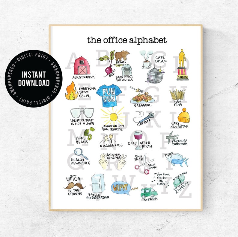 THE OFFICE Alphabet Printable 8x10 8x12 | Etsy