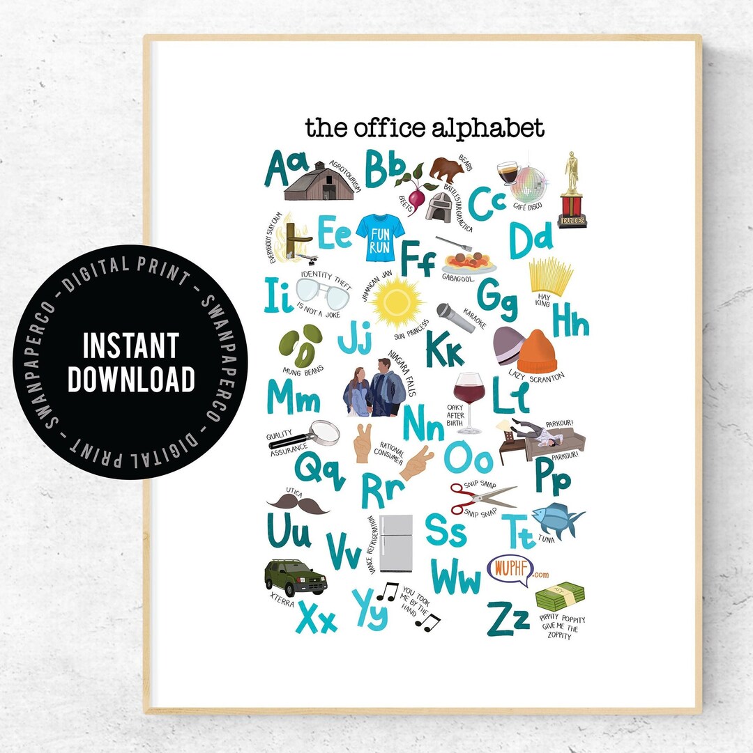 THE OFFICE Alphabet Printable Illustration | 8x10", 8x12", 12x18 ...
