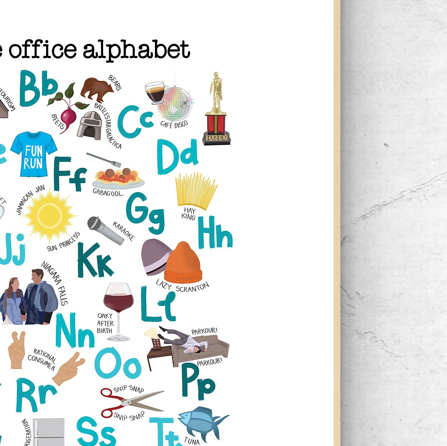 THE OFFICE Alphabet Printable Illustration | 8x10", 8x12", 12x18 ...