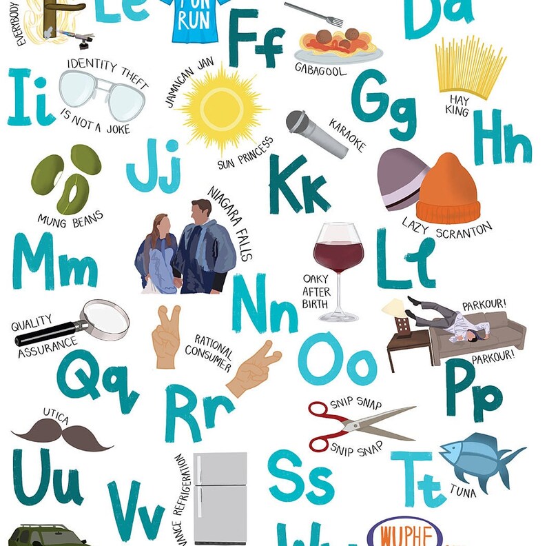 THE OFFICE Alphabet Printable Illustration | 8x10", 8x12", 12x18 ...