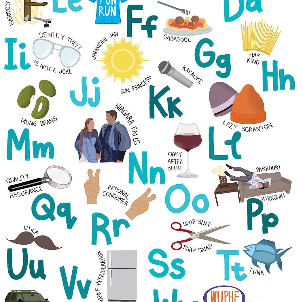 THE OFFICE Alphabet Printable Illustration | 8x10", 8x12", 12x18 ...