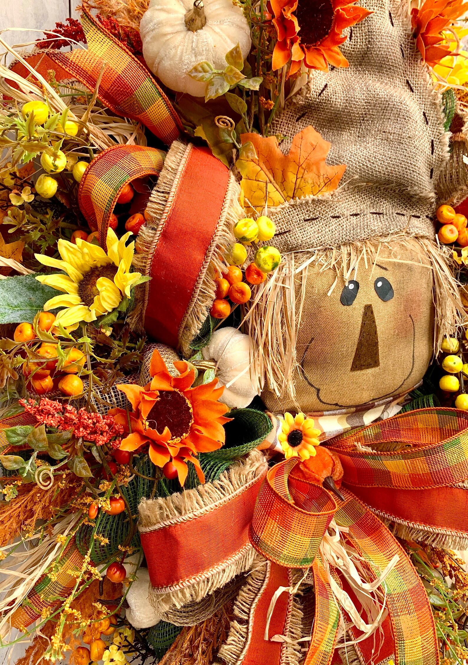 Fall Scarecrow Wreath for Front Door, Fall Decor, Fall Decomesh Wreath ...