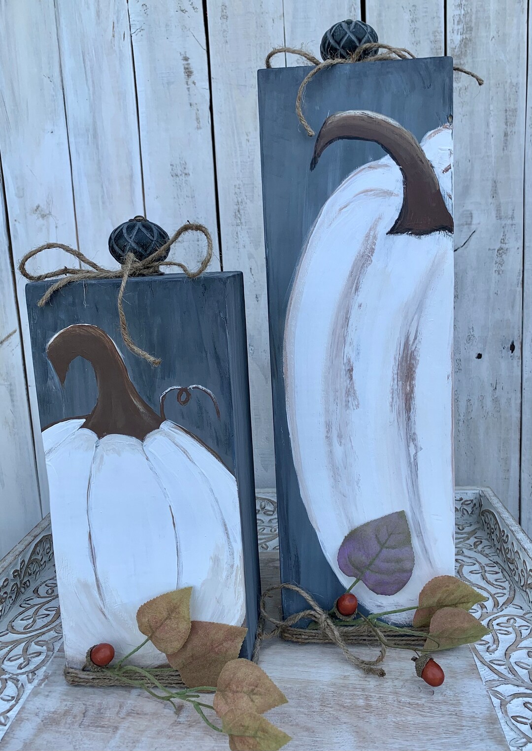 Hand Painted Wood Block Pumpkins, Farmhouse Pumpkin Centerpiece ...