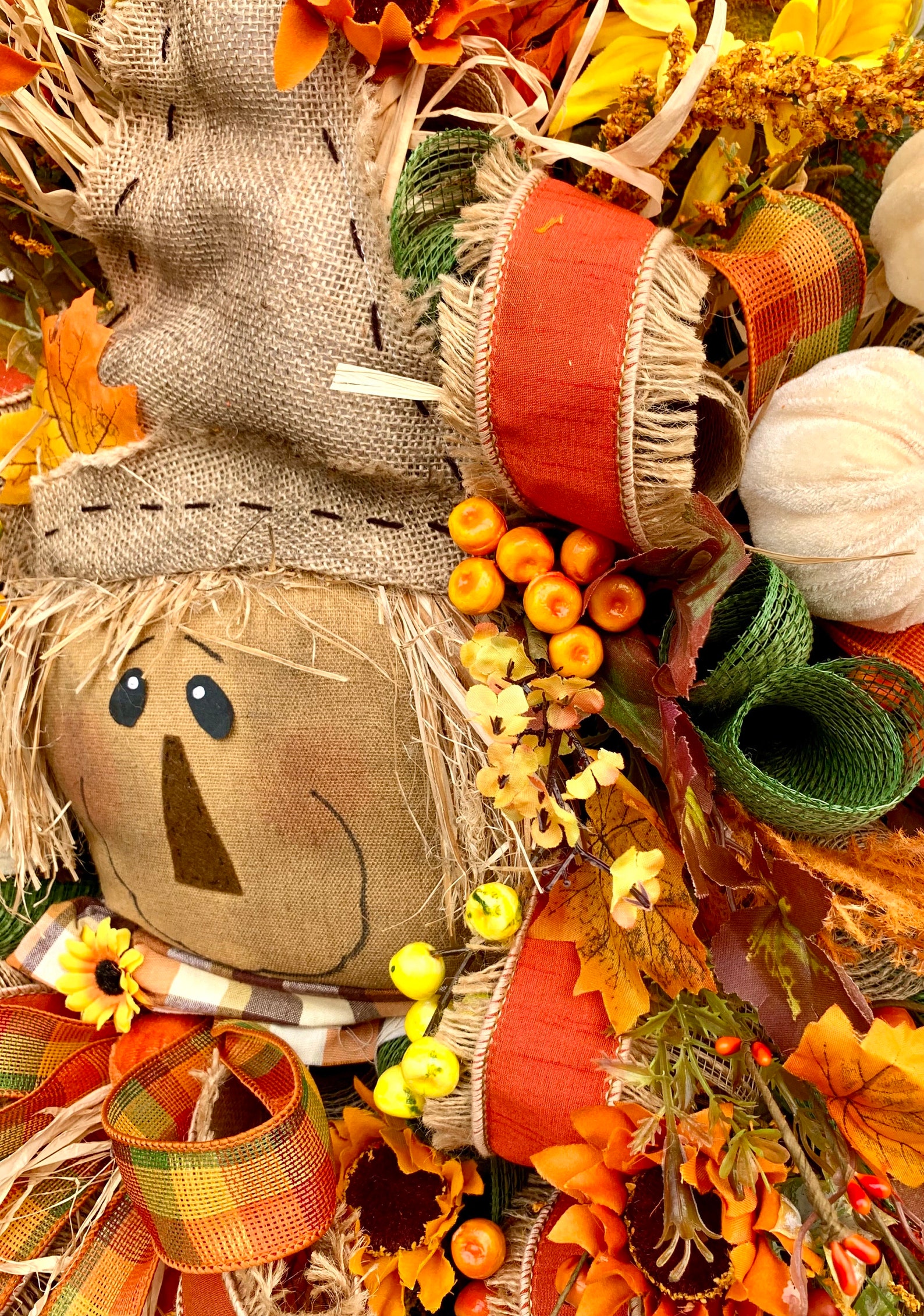 Fall Scarecrow Wreath for Front Door, Fall Decor, Fall Decomesh Wreath ...