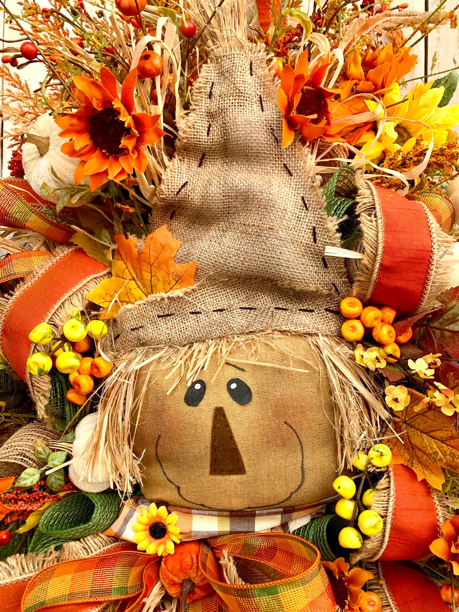 Fall Scarecrow Wreath for Front Door, Fall Decor, Fall Decomesh Wreath ...