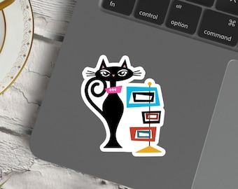 Retro Atomic Cat Stickers - Etsy