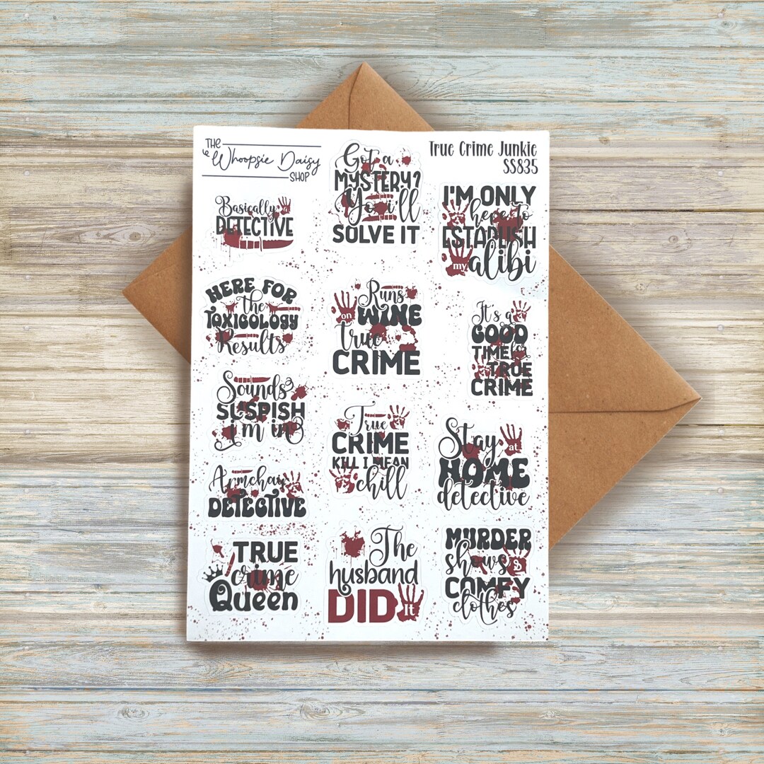 True Crime Junkie, Sticker Sheet, Die Cut Stickers, for Planners and ...