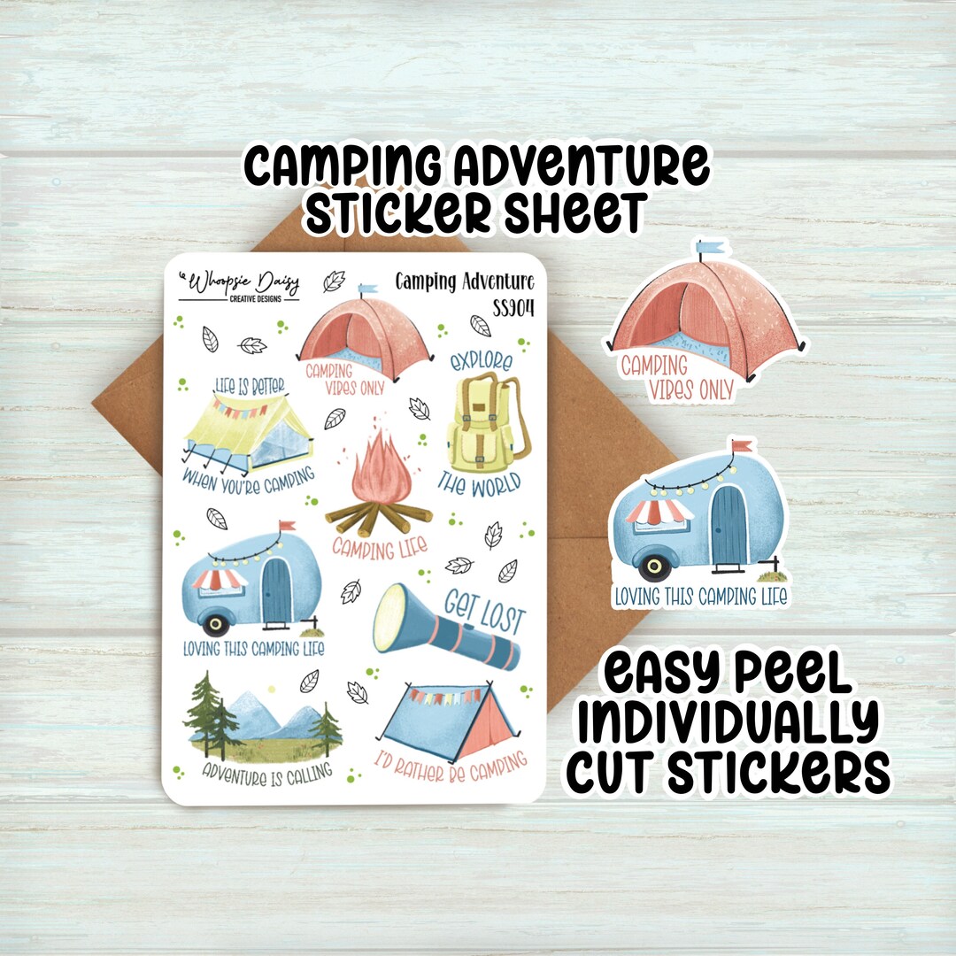 Planner Sticker Sheet, Camping Stickers, Die Cut Stickers for Journal ...