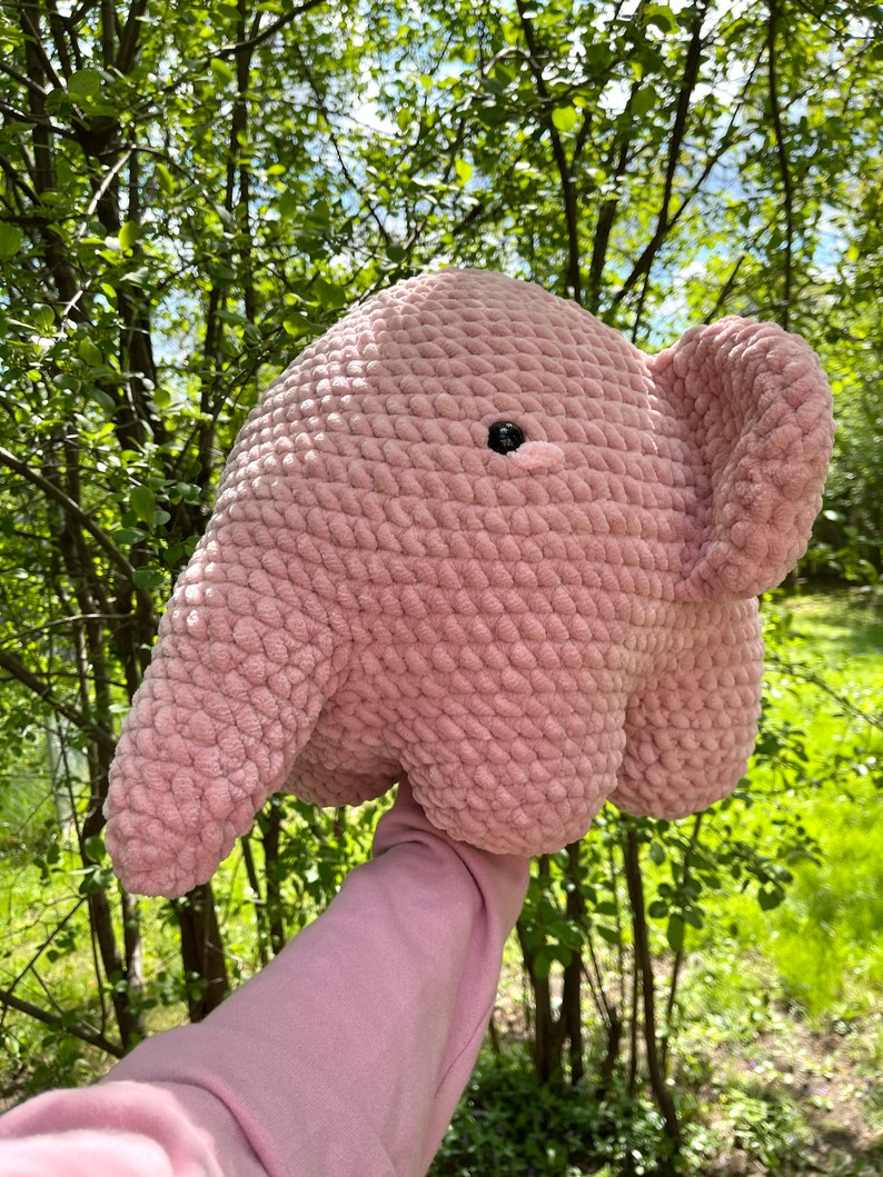 Crochet Jumbo Chunky Elephant Amigurumi Plushie Stuffed Animal Handmade ...