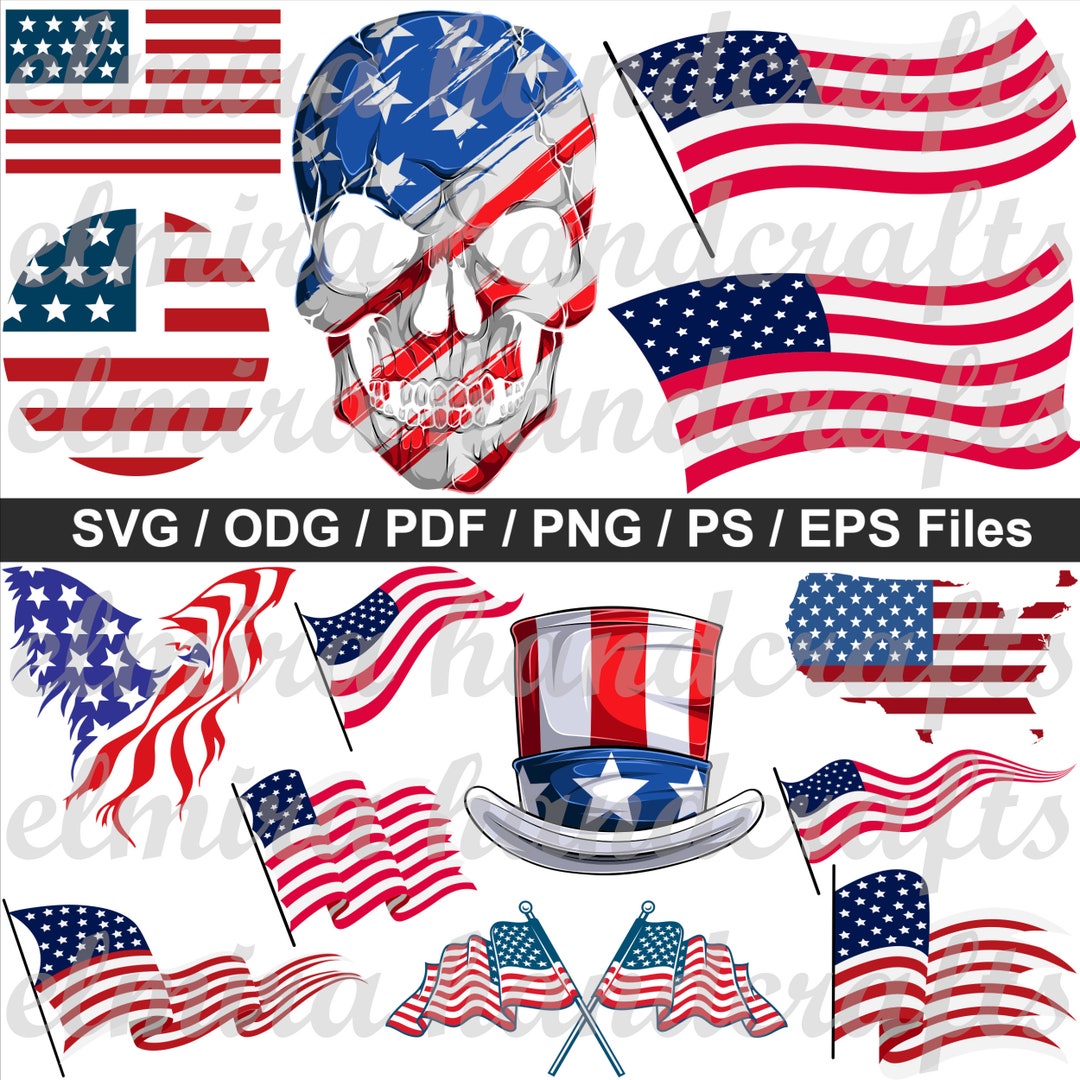 14 Awesome American Flag Bundle Digital Download File, .svg .odg .pdf ...