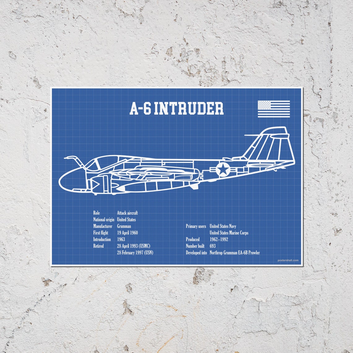 A-6 Intruder Fighter Jet Blueprint Wall Poster (unframed) - Etsy