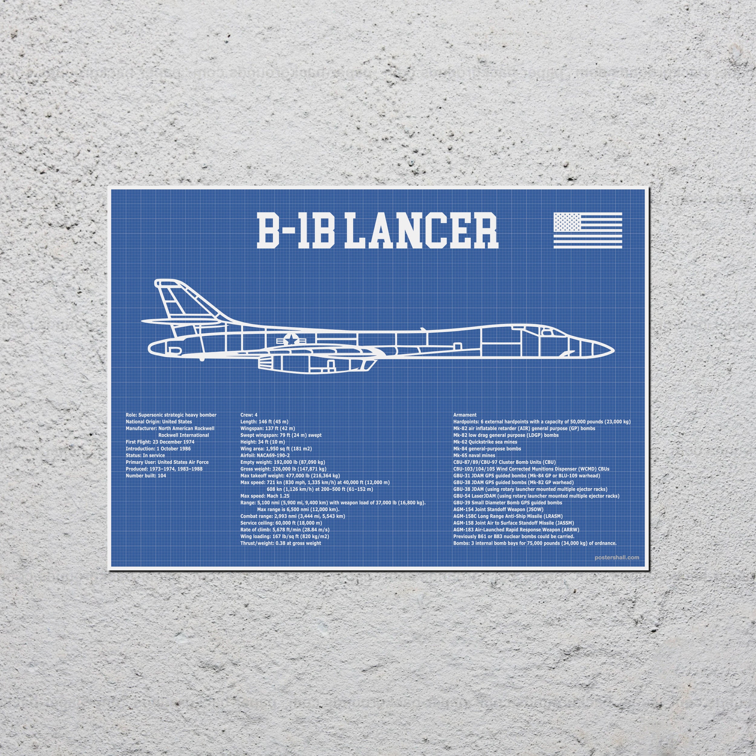 B-1B Lancer Blueprint Wall Poster (unframed) - Etsy