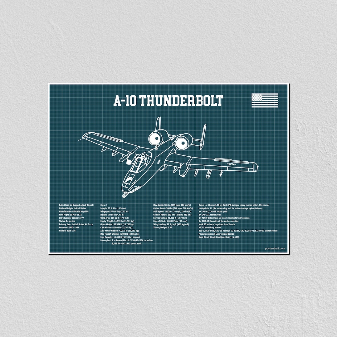 A-10 Thunderbolt Blueprint Wall Poster (unframed) - Etsy