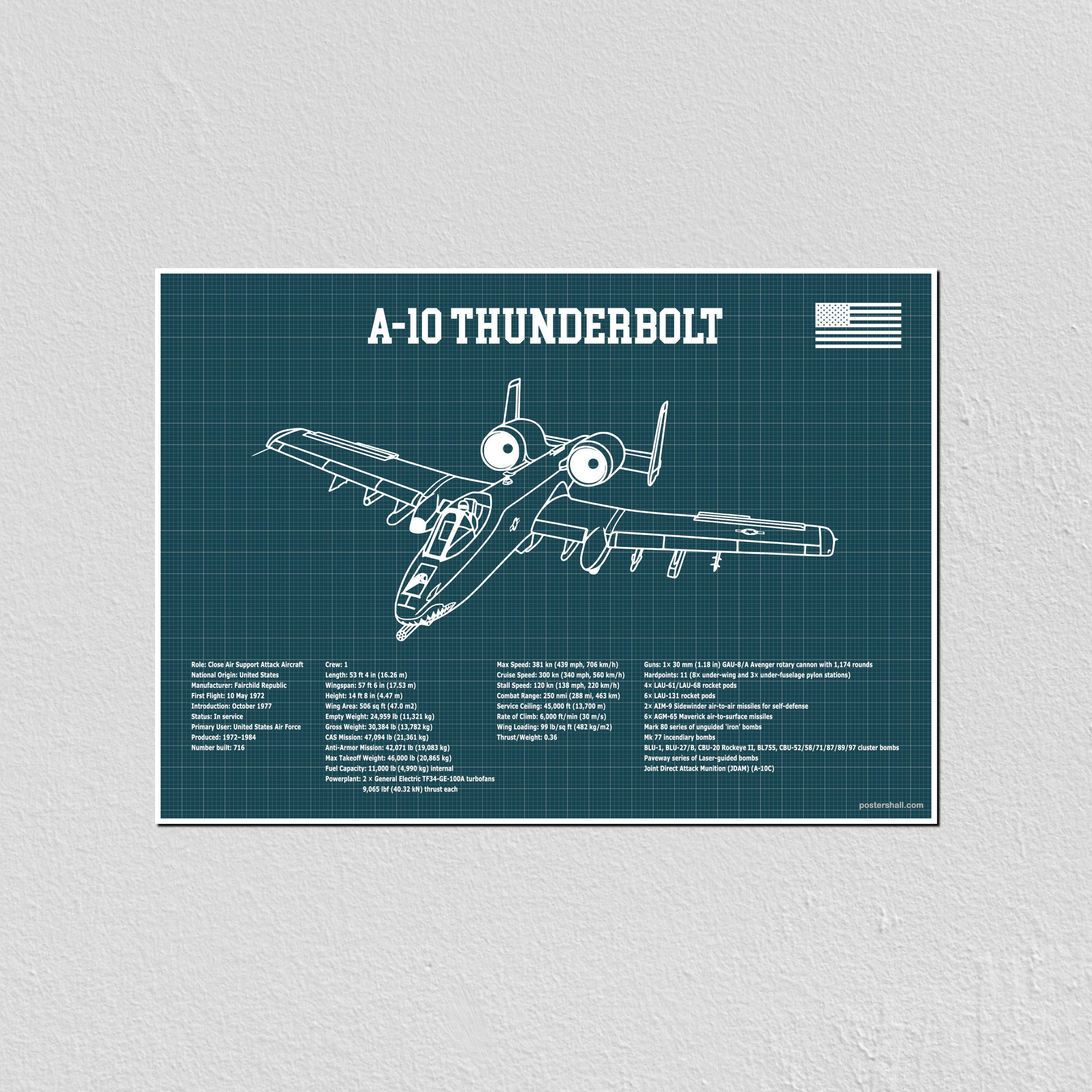 A-10 Thunderbolt Blueprint Wall Poster (unframed) - Etsy