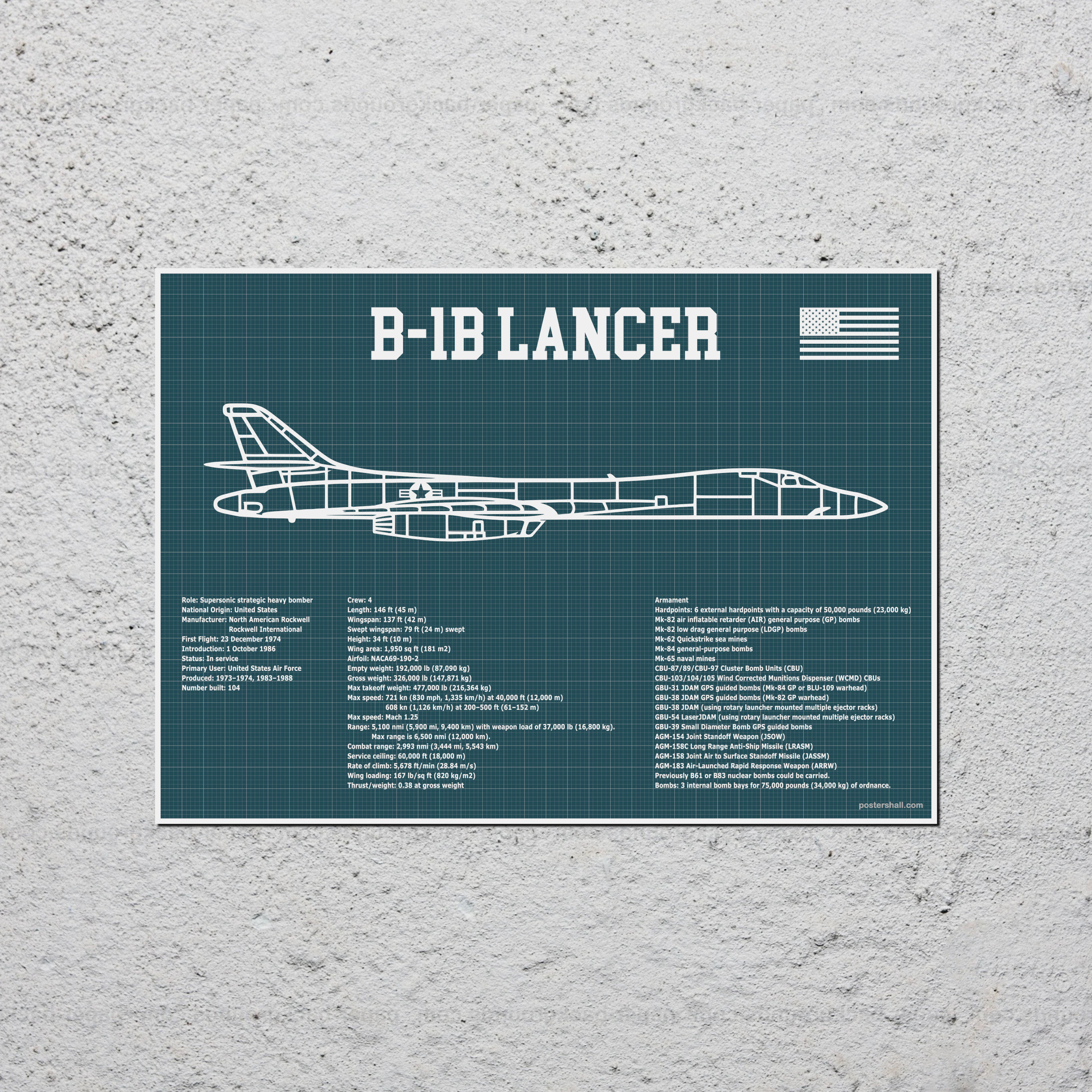B-1B Lancer Blueprint Wall Poster (unframed) - Etsy