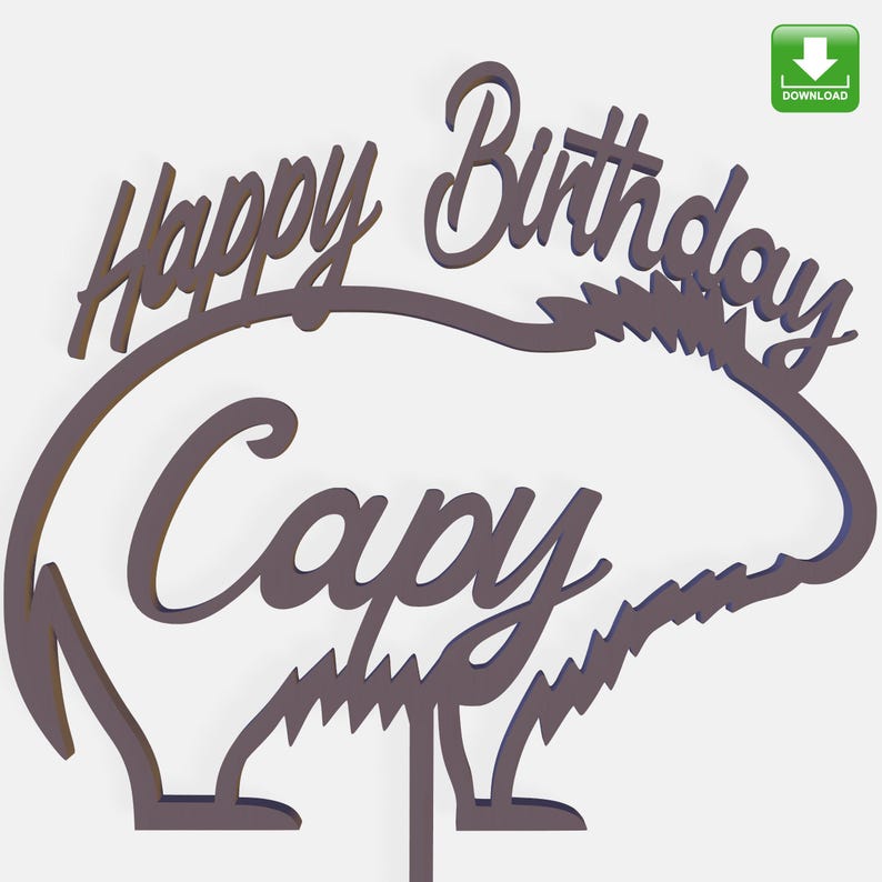 Happy Birthday Capy Cake Topper STL File Download for 3D Print - Etsy
