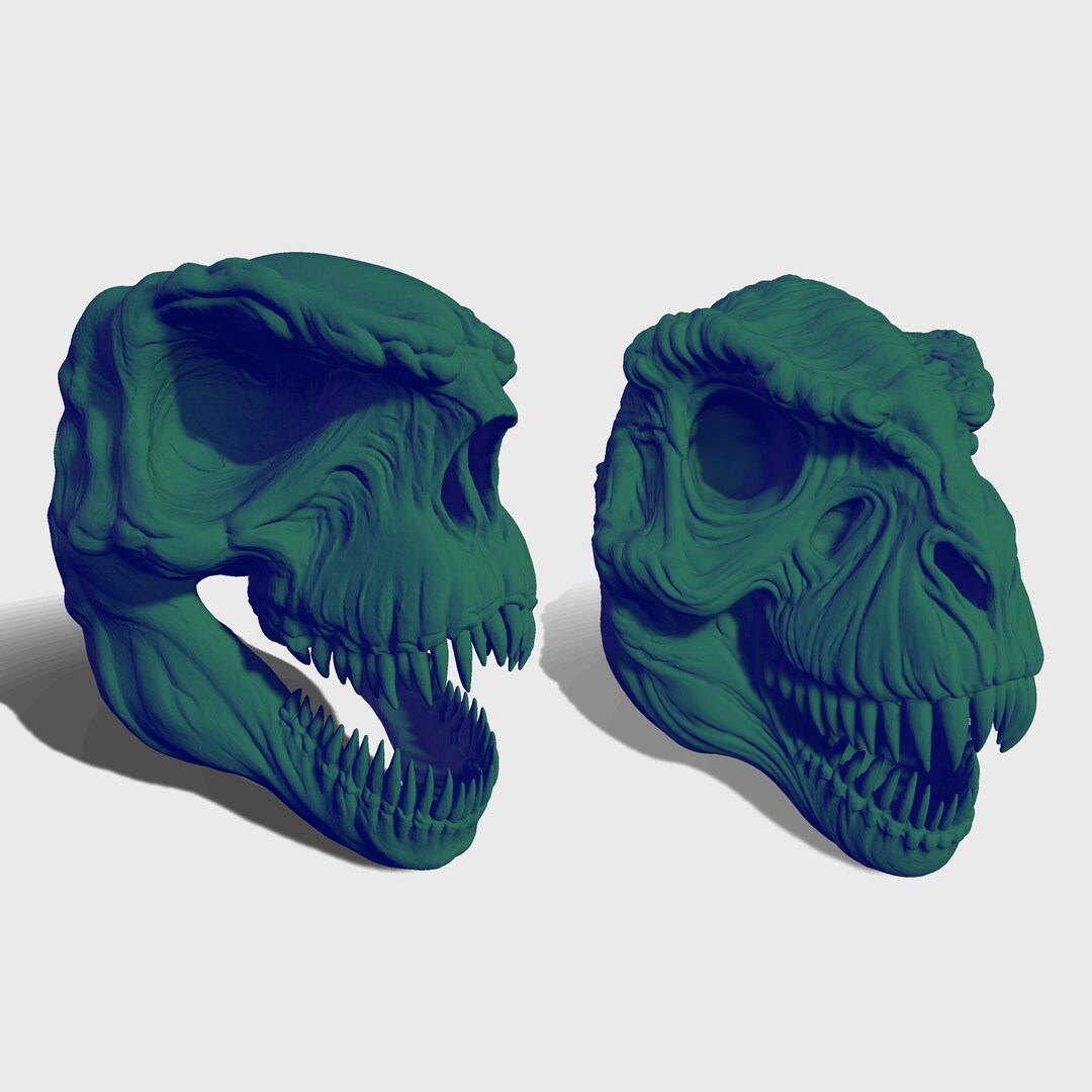 Tyrannosaurus Dinosaur Skull Head Ornament STL 3D Print Files (set of 2 ...