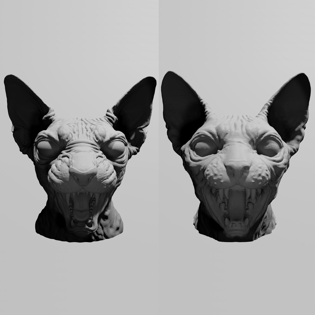 Sphynx Cat STL 3D Print File, Sphinx Head STL Downloads (set of 2) - Etsy