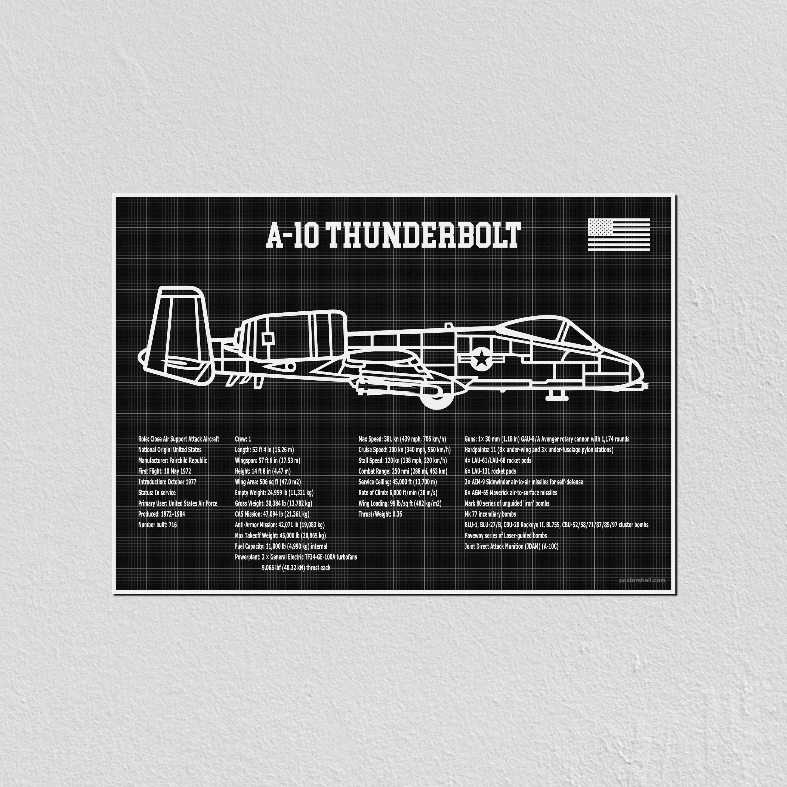 A-10 Thunderbolt Blueprint Wall Poster (unframed) - Etsy