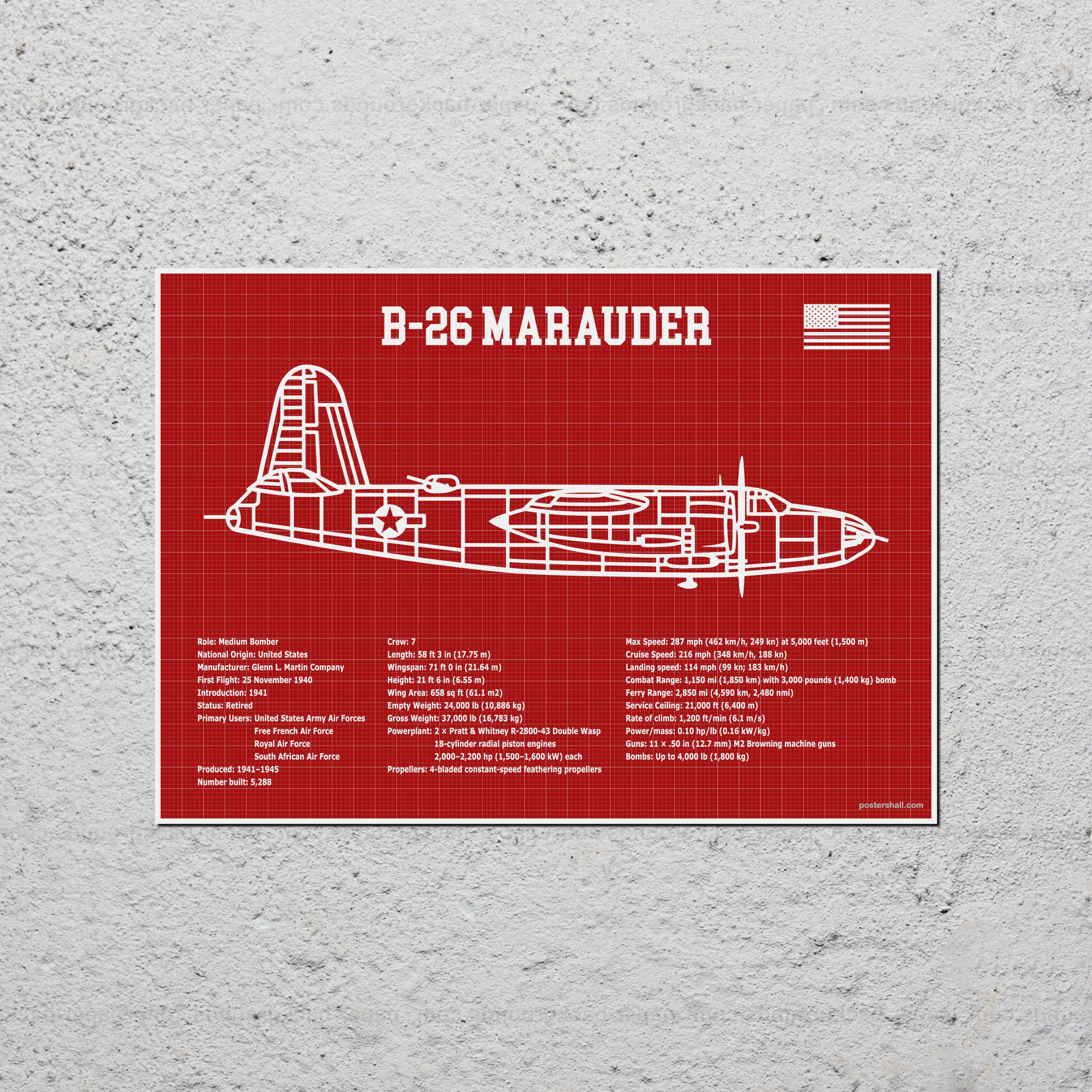 B-26 Marauder Blueprint Wall Poster (unframed) - Etsy