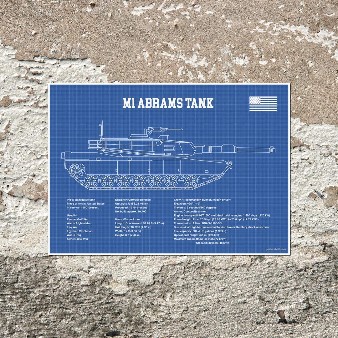 M1 Abrams Tank Blueprint Wall Poster (unframed) - Etsy