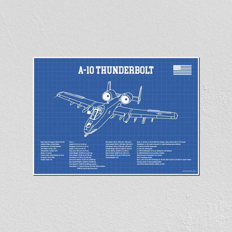 A-10 Thunderbolt Blueprint Wall Poster (unframed) - Etsy
