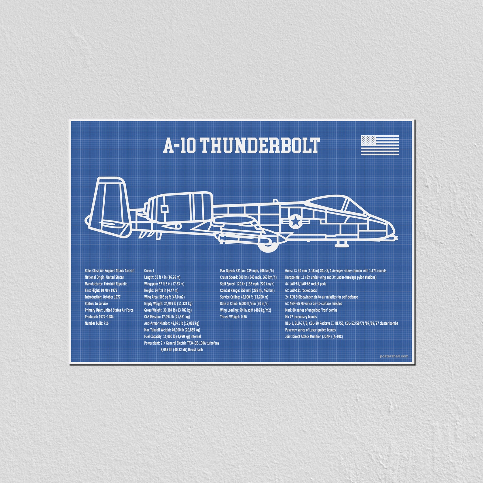 A-10 Thunderbolt Blueprint Wall Poster (unframed) - Etsy