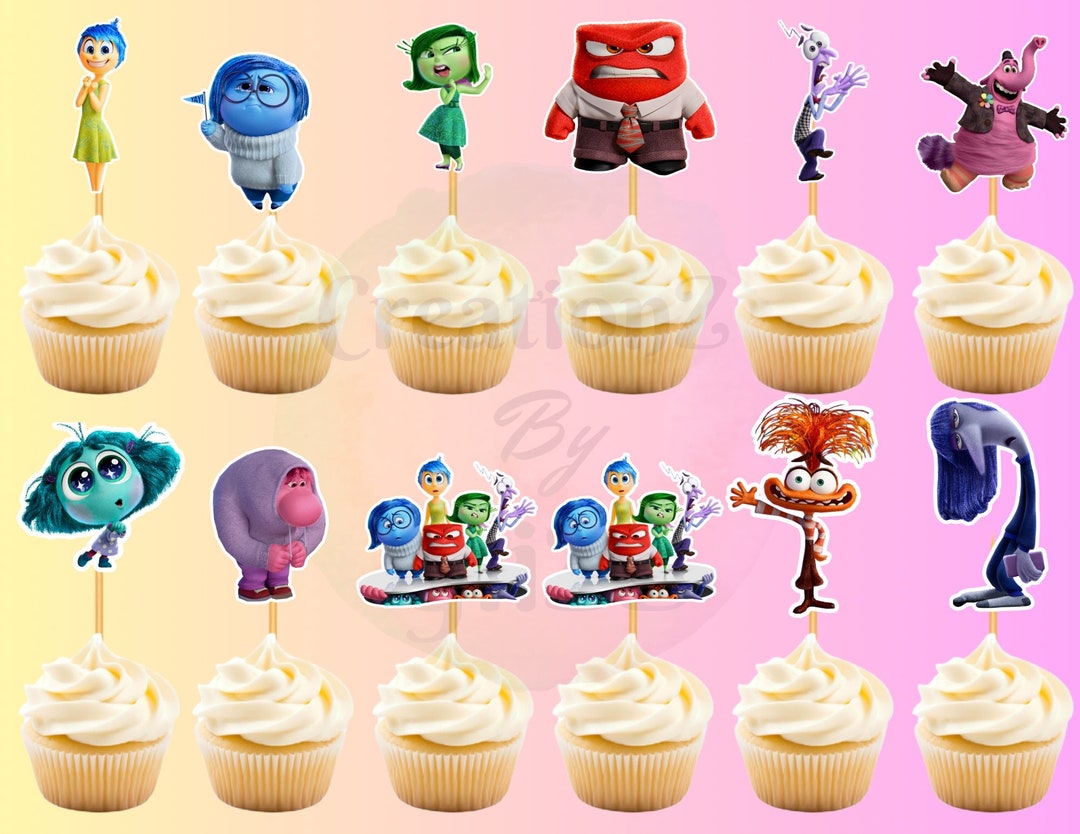 Inside Out 2 Cupcake Toppers Set of 12 inside Out 2 Movie Cupcake ...