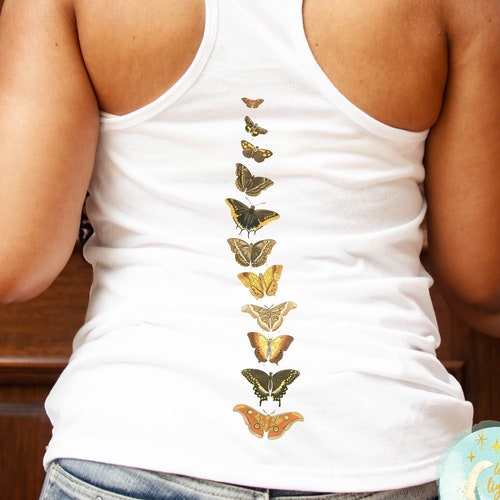 Butterfly Shirt BACK PRINT Spine Print Racerback Tank Cottage - Etsy