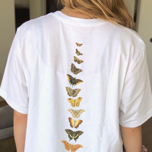 Butterfly Shirt BACK PRINT Spine Print Graphic Tee Cottage | Etsy