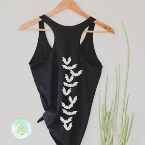 Halloween Tank Top Bats Back Print Witchy Shirts Gothic Tank Tops Goth ...