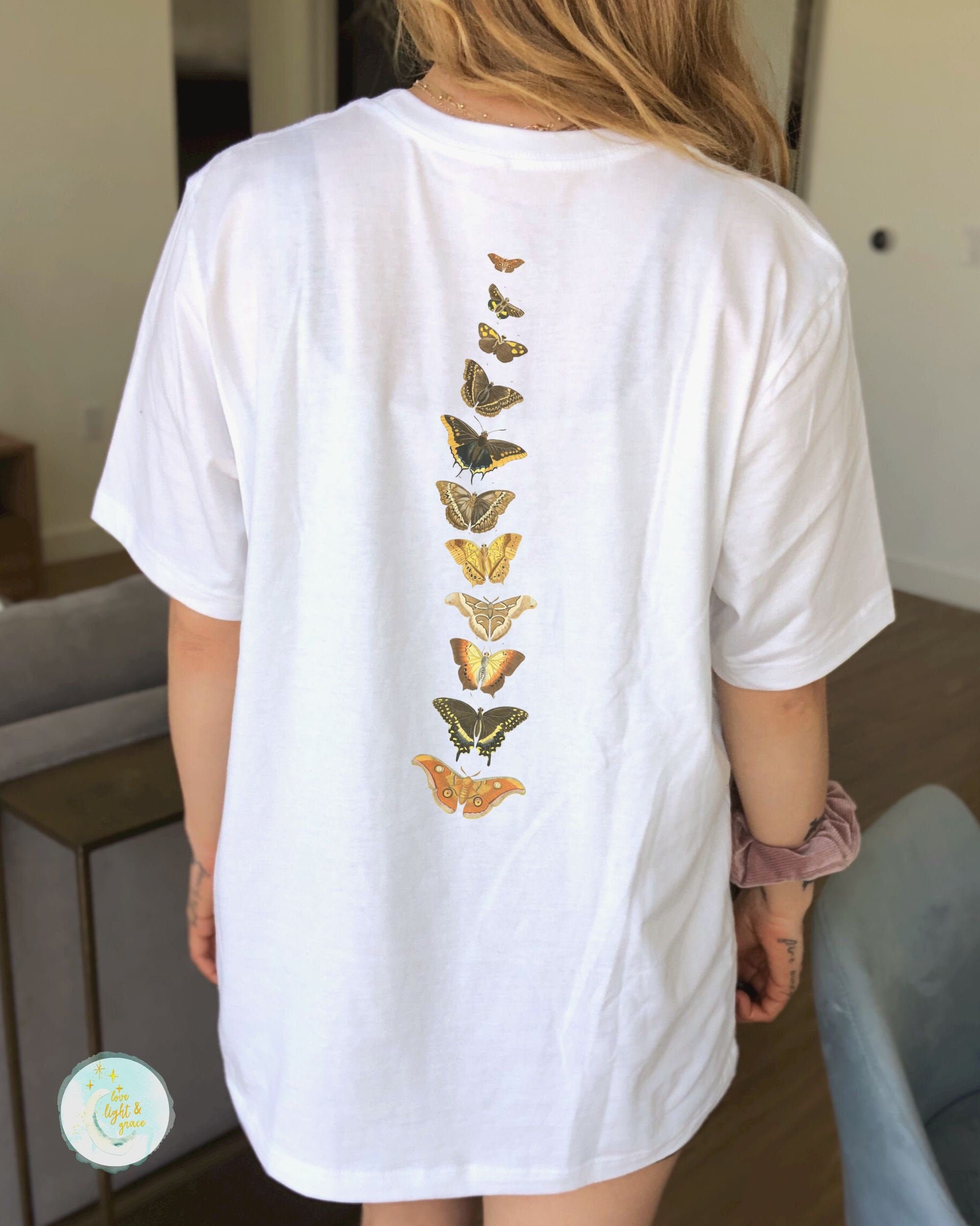 Butterfly Shirt BACK PRINT Spine Print Graphic Tee Cottage | Etsy