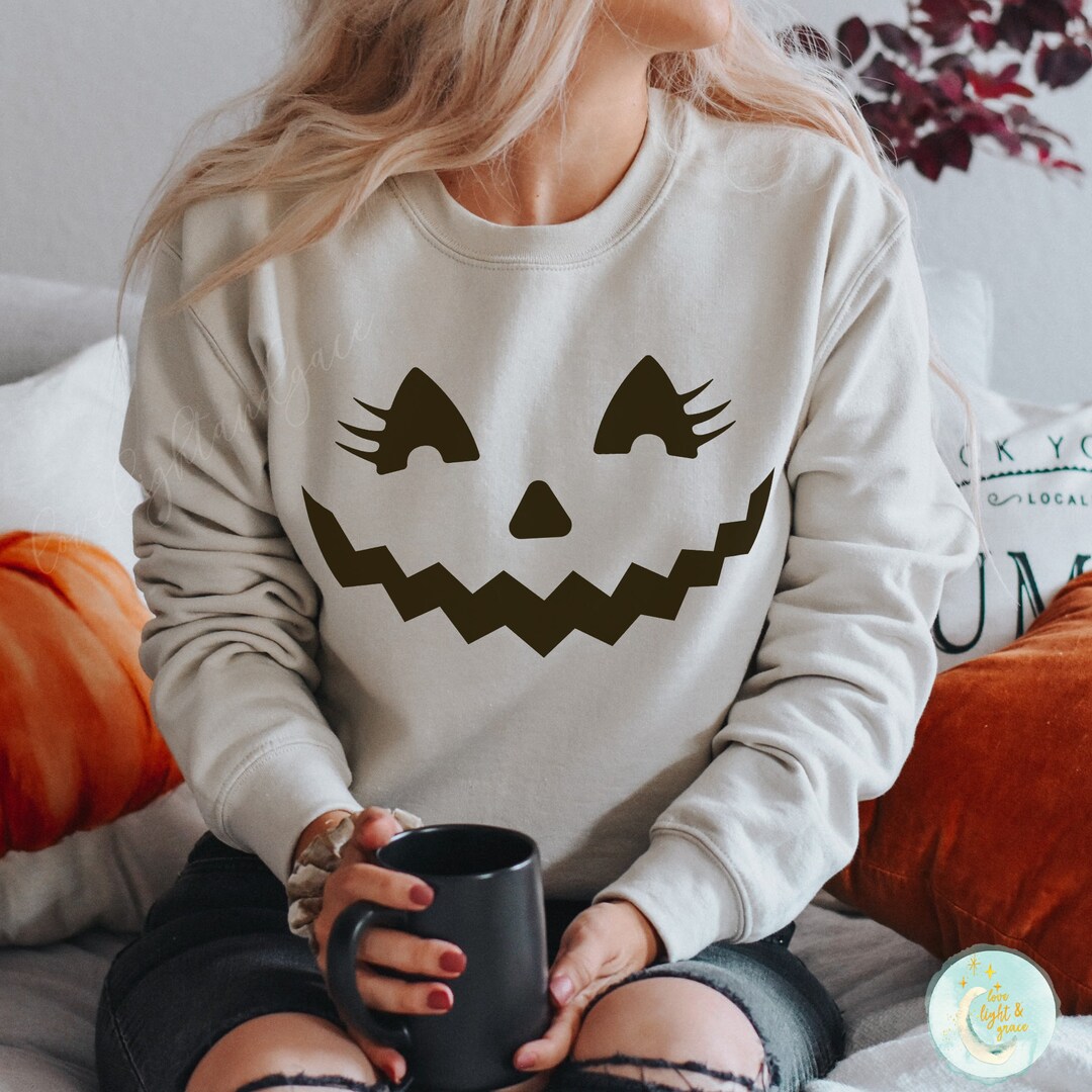 Fall Pumpkin Sweater Fall Apparel Halloween Crewneck Funny Fall ...
