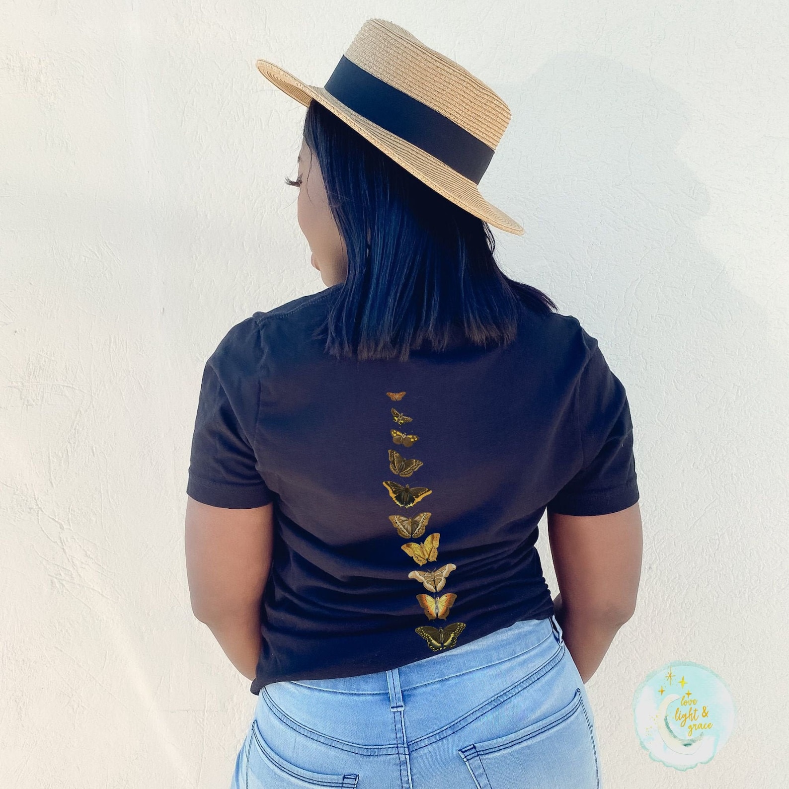 Butterfly Shirt BACK PRINT Spine Print Graphic Tee Cottage - Etsy