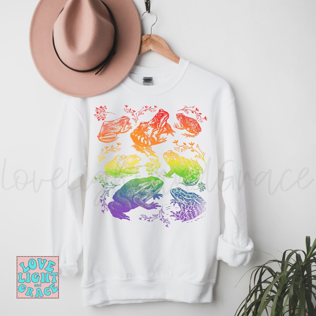 Cottagecore Frogs Collage Shirt Subtle Pride Sweatshirt Gay Sweater ...