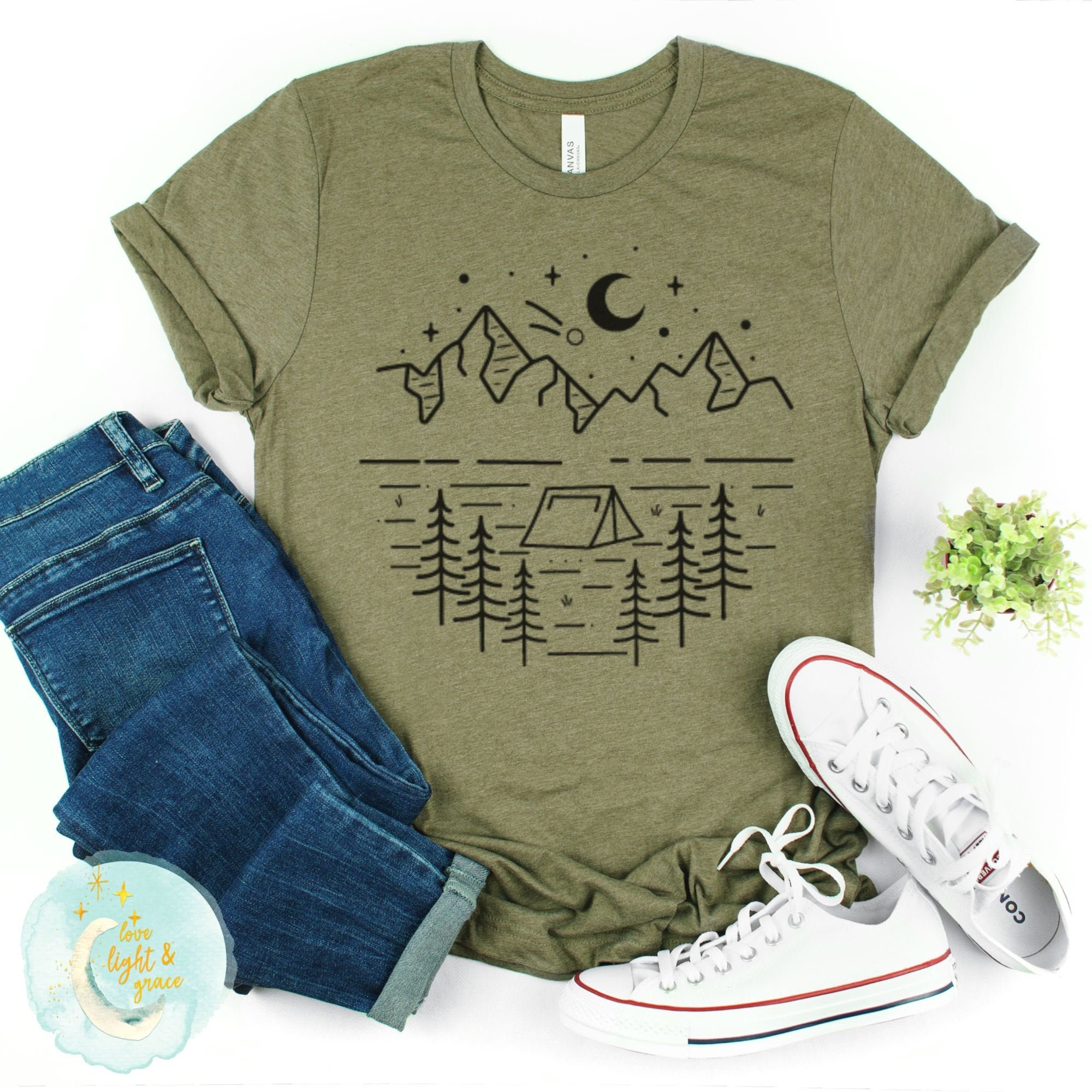Mountain Themed Tshirt Hiking Tees Outdoor Shirts Wilderness Graphic ...