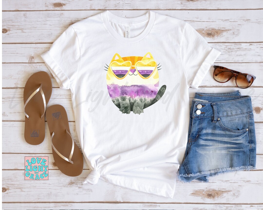 Enby Cat Funny Pride Camisa Enby Camisa No Binaria Enby Camiseta No ...