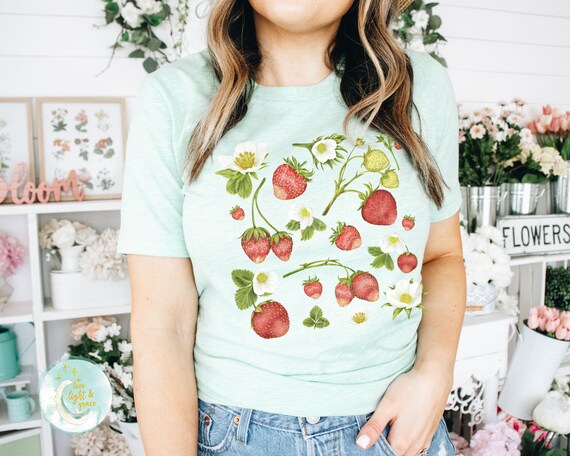 Strawberry Shirt Cottagecore Clothes Strawberry Aesthetic | Etsy