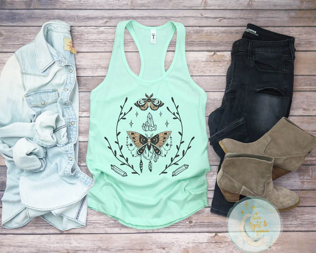 Mystical Shirts, Butterfly Shirt, Crystals Tank Top, Witchy Apparel ...
