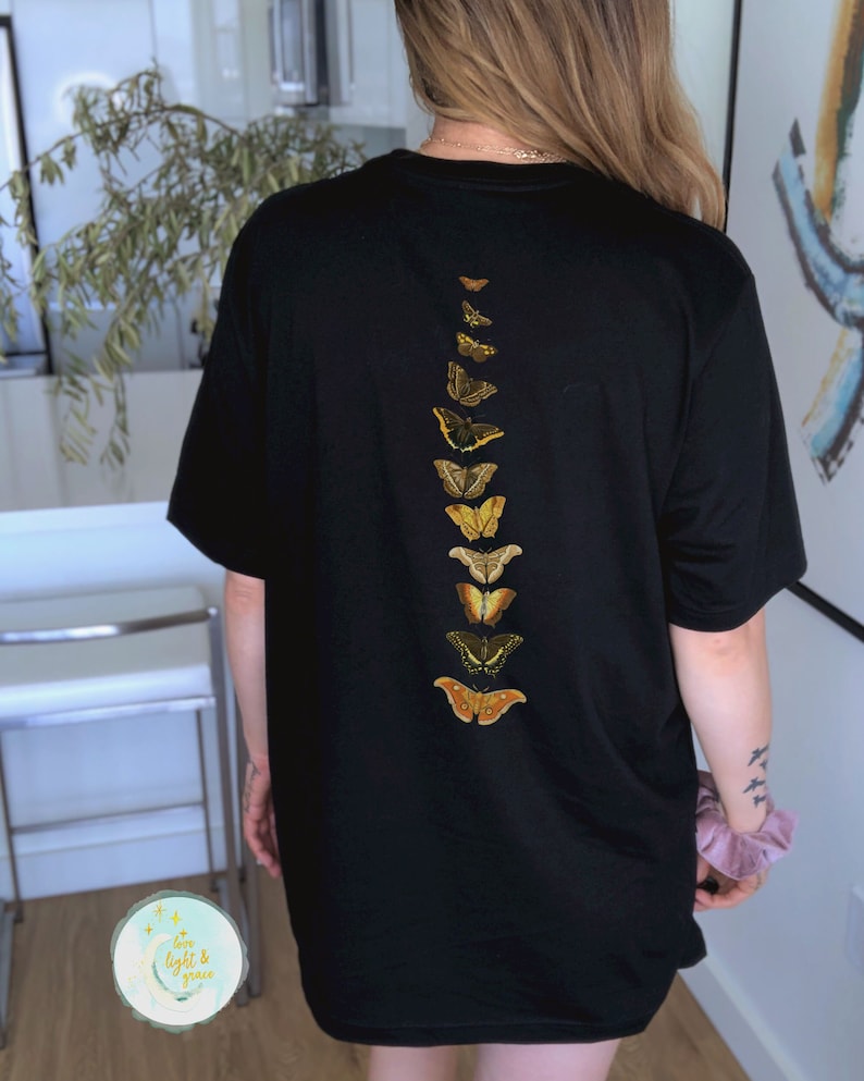 Butterfly Shirt BACK PRINT Spine Print Graphic Tee Cottage - Etsy