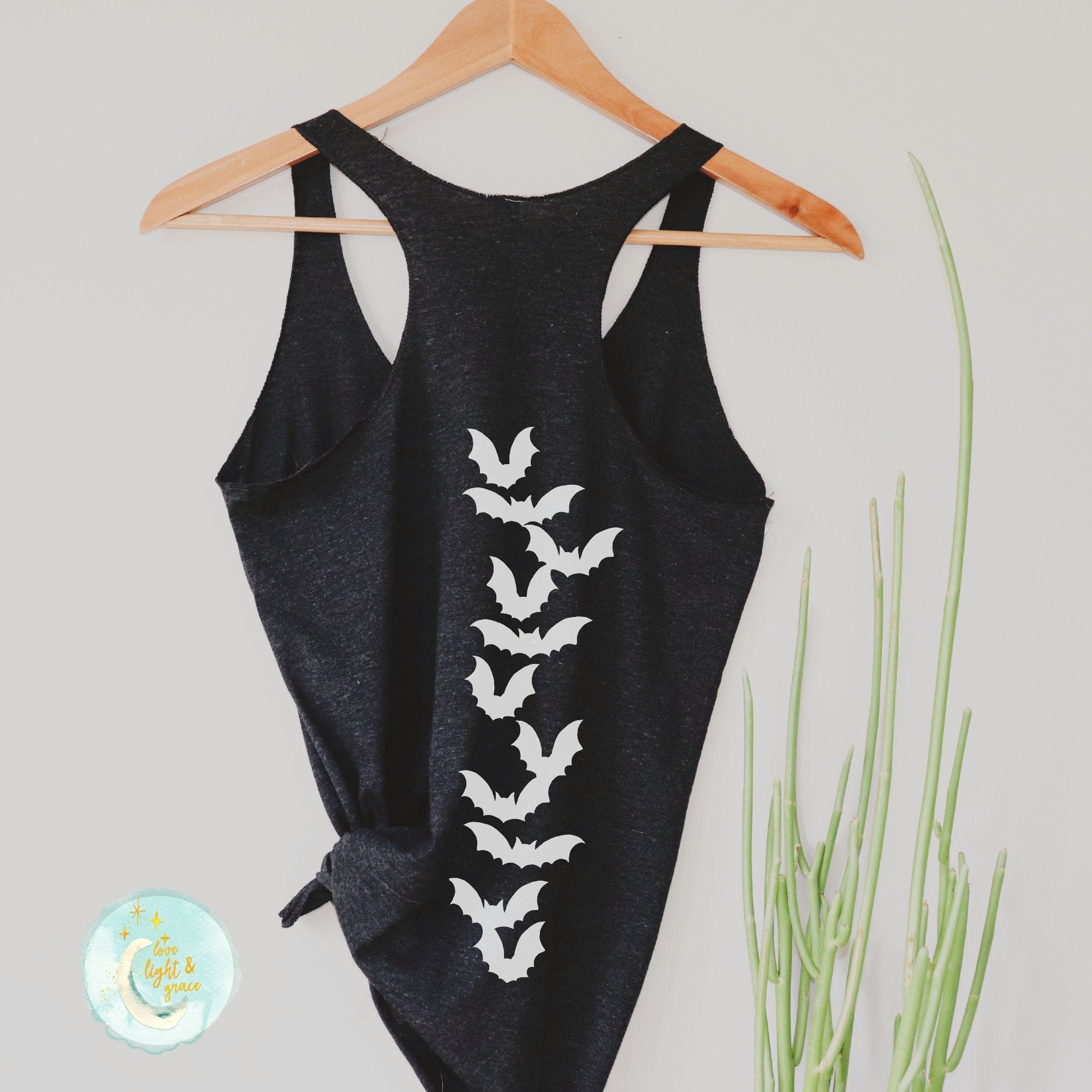 Halloween Tank Top Bats Back Print Witchy Shirts Gothic Tank - Etsy