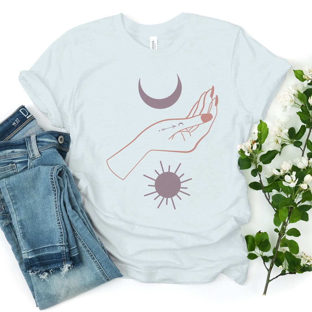 Boho Shirt Sun and Moon Aesthetic Clothing Celestial Yoga Workout ...