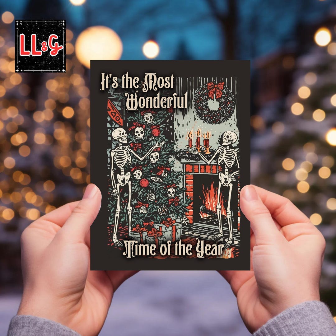 Skeleton Christmas Cards Dark Christmas Creepmas Creepy Xmas Card Set ...