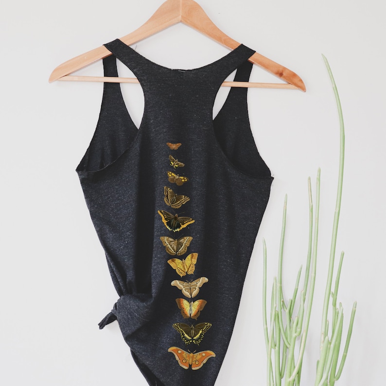 Butterfly Shirt BACK PRINT Spine Print Racerback Tank Cottage - Etsy