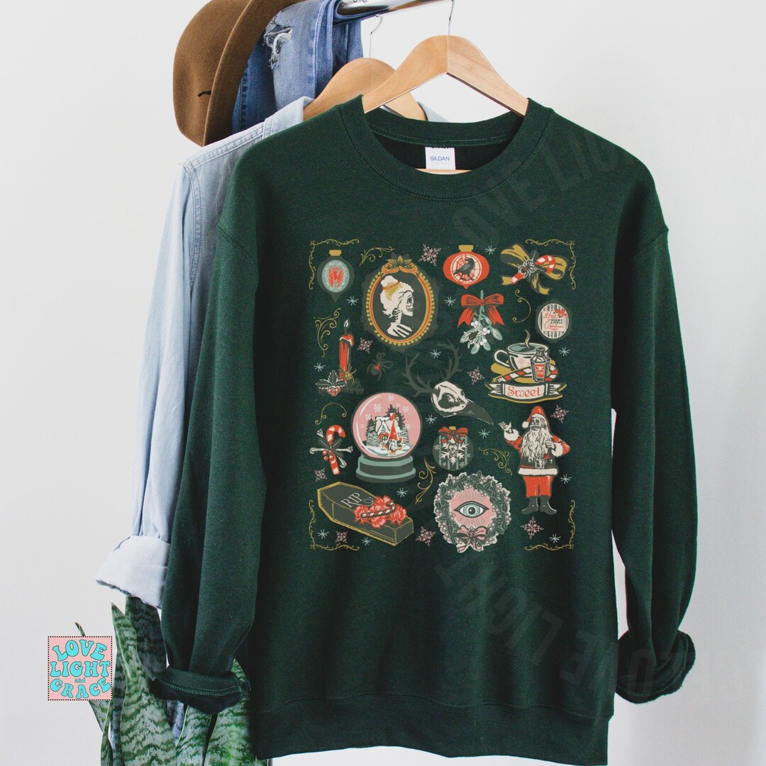 Gothic Christmas Sweatshirt Creepy Christmas Vintage Style Crewneck ...